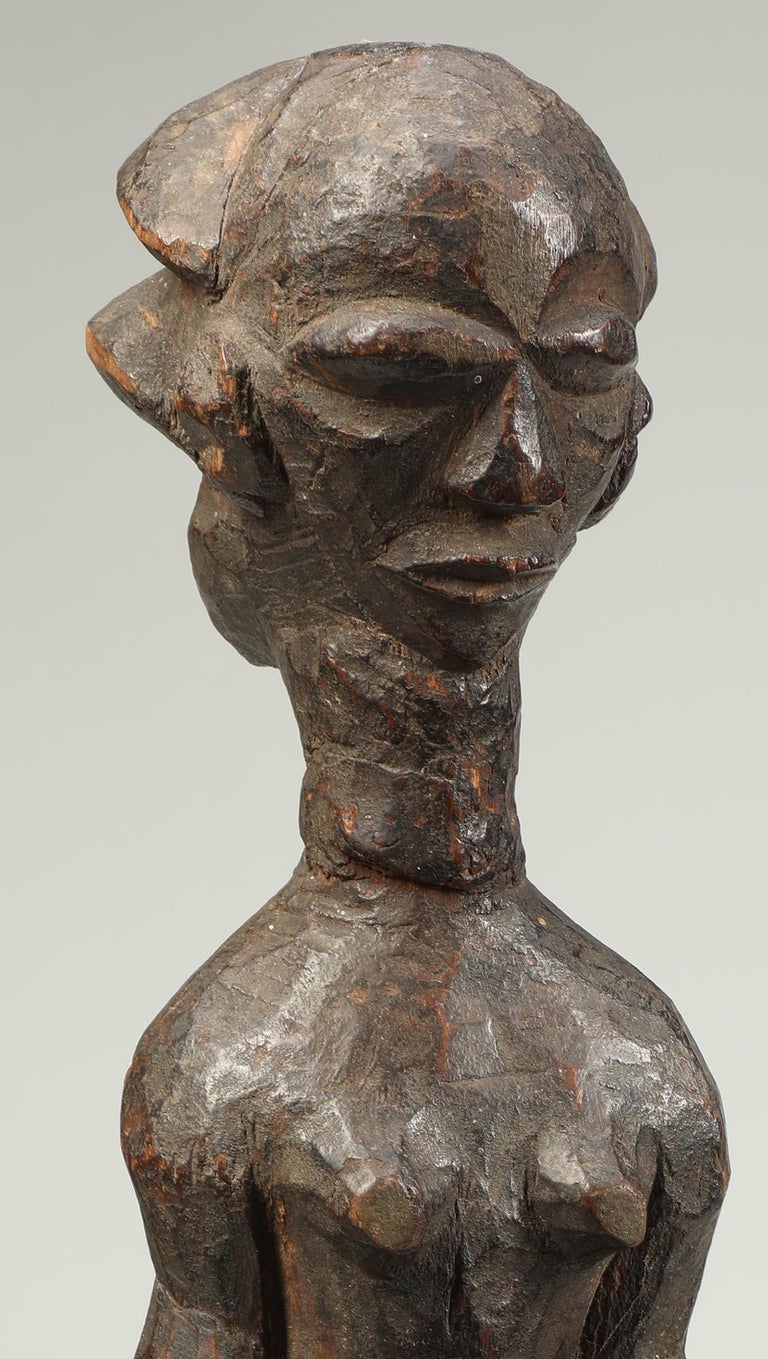 Standing Female Pende Figure with Arms at Sides Cascading Hair For Sale ...