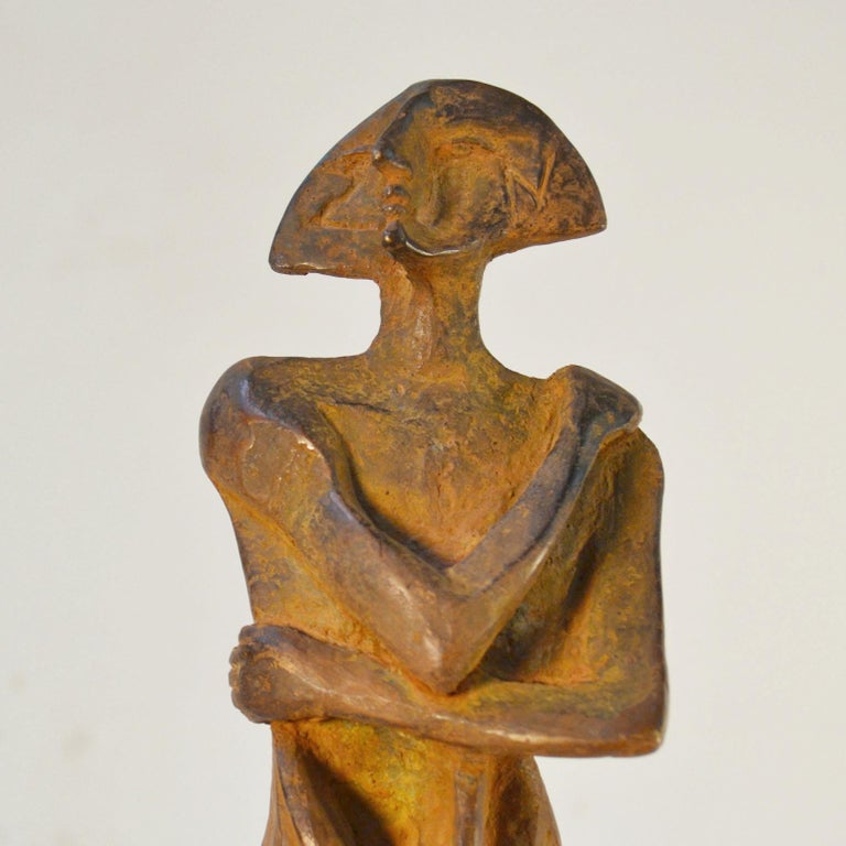 Sculpture in Bronze 'Compass', Standing Man with Brown Patina For Sale ...