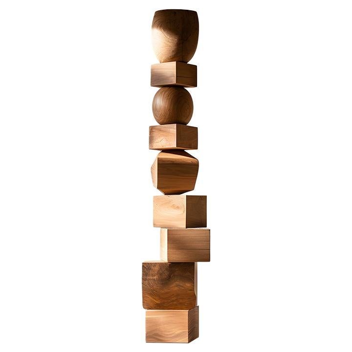 Standing Totem Wood Sculpture, Still Stand No50 by Joel Escalona For ...