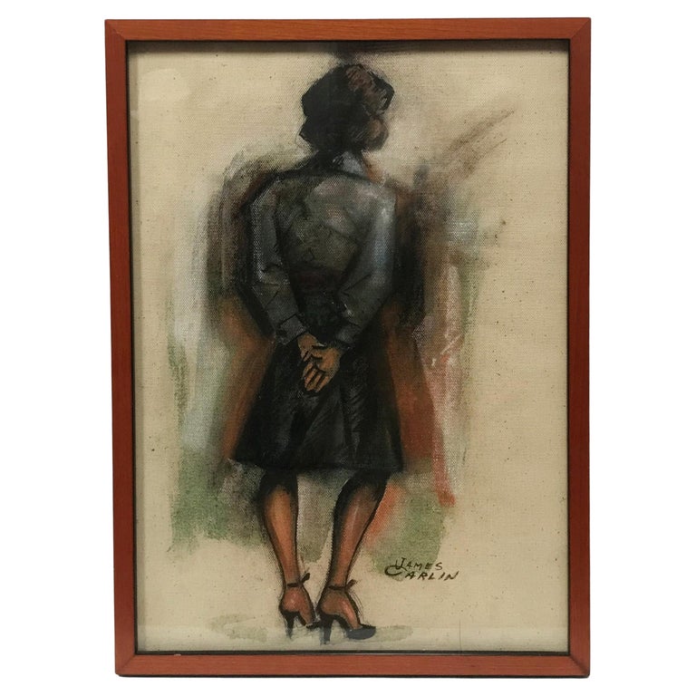 Standing Woman Back Turned Oil Painting on Linen Canvas by James Carlin ...