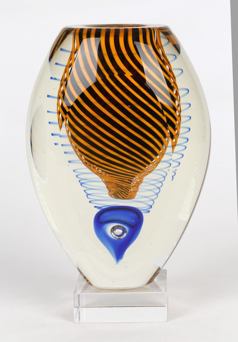 Stanislav Libensky Attributed Swirl Design Art Glass Sculptural Vase at ...