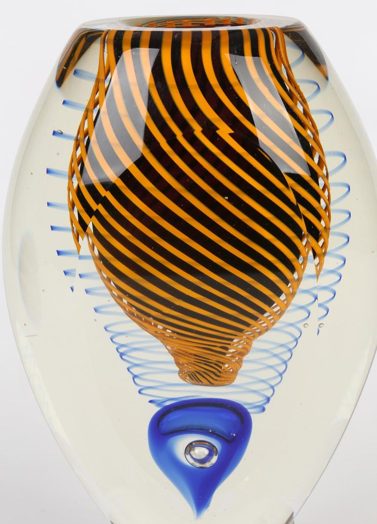 Stanislav Libensky Attributed Swirl Design Art Glass Sculptural Vase at ...