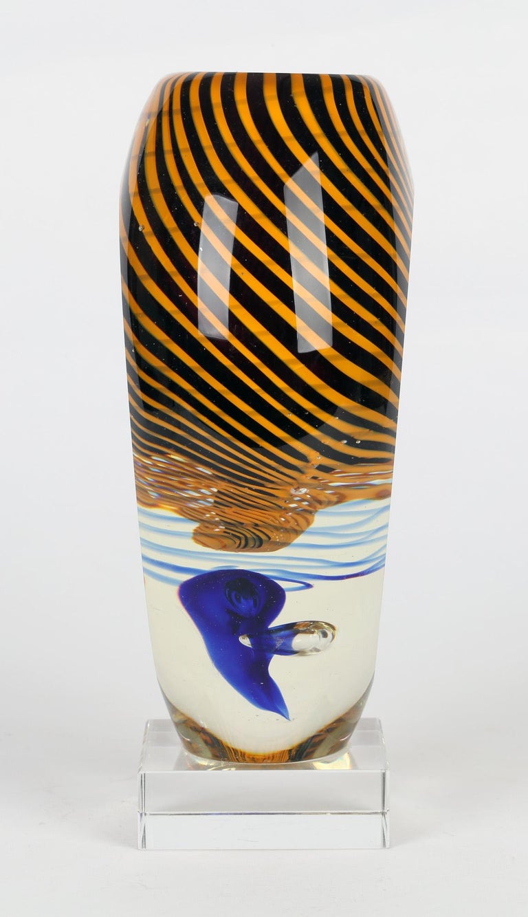 Stanislav Libensky Attributed Swirl Design Art Glass Sculptural Vase at ...