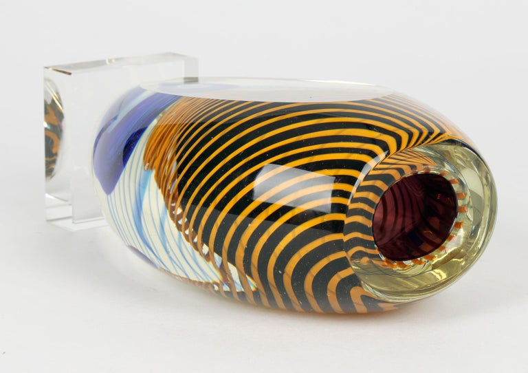 Stanislav Libensky Attributed Swirl Design Art Glass Sculptural Vase at ...