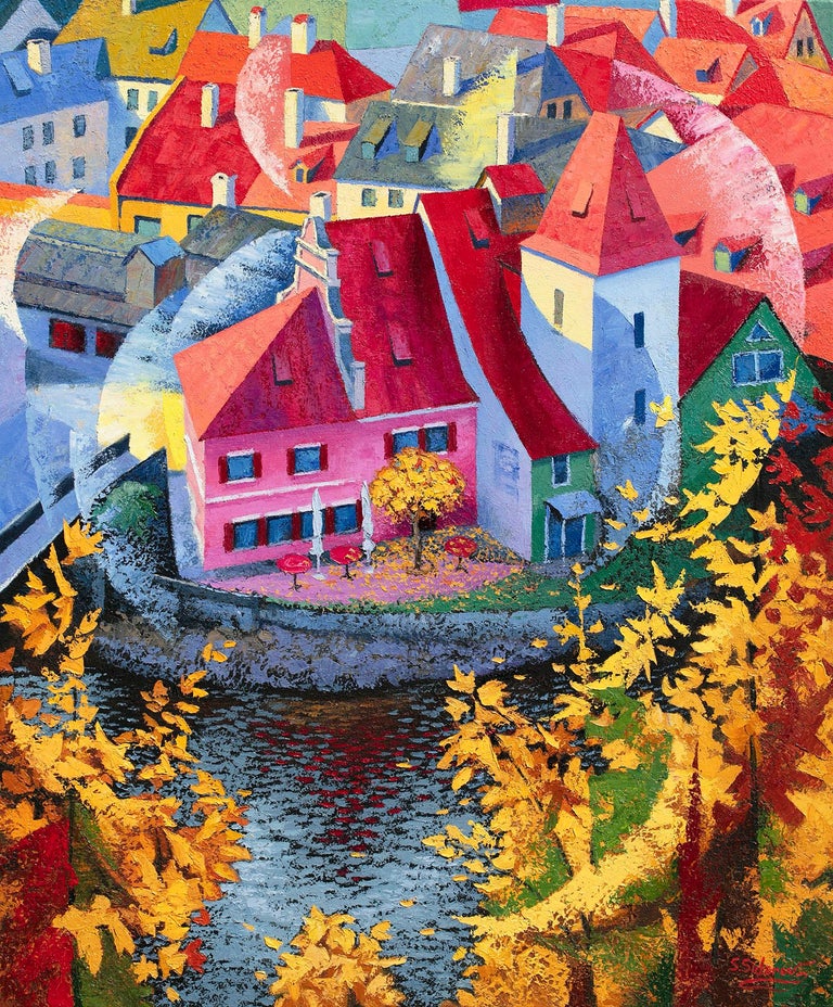 Stanislav Sidorov - Cesky Krumlov, Oil Painting For Sale at 1stDibs