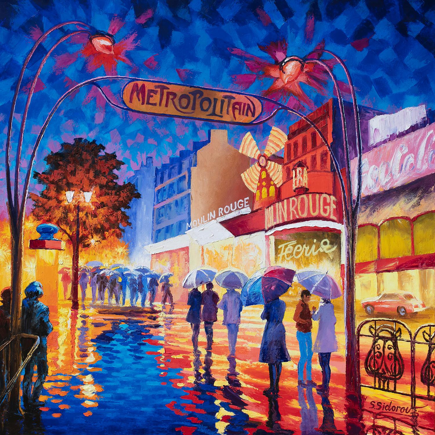 Stanislav Sidorov - Moulin Rouge on Boulevard de Clichy. Night Lights ...