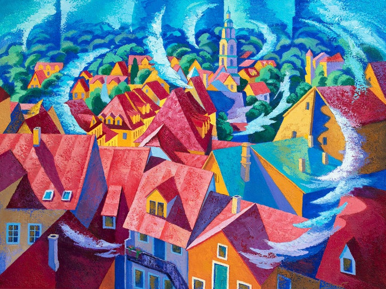 Stanislav Sidorov - Wind on the Roofs. Meissen Germany., Oil Painting ...