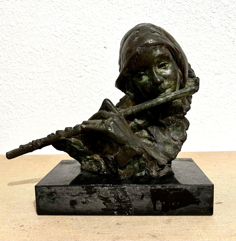 Stanley Bleifeld - Bronze Sculpture Flautist American Modernist Art ...