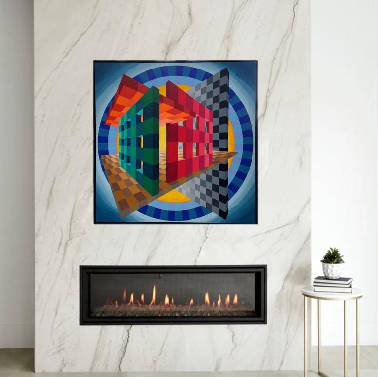 stanley brundage - Block Sculpture with Blue Halo, hard-edged, Colorful ...