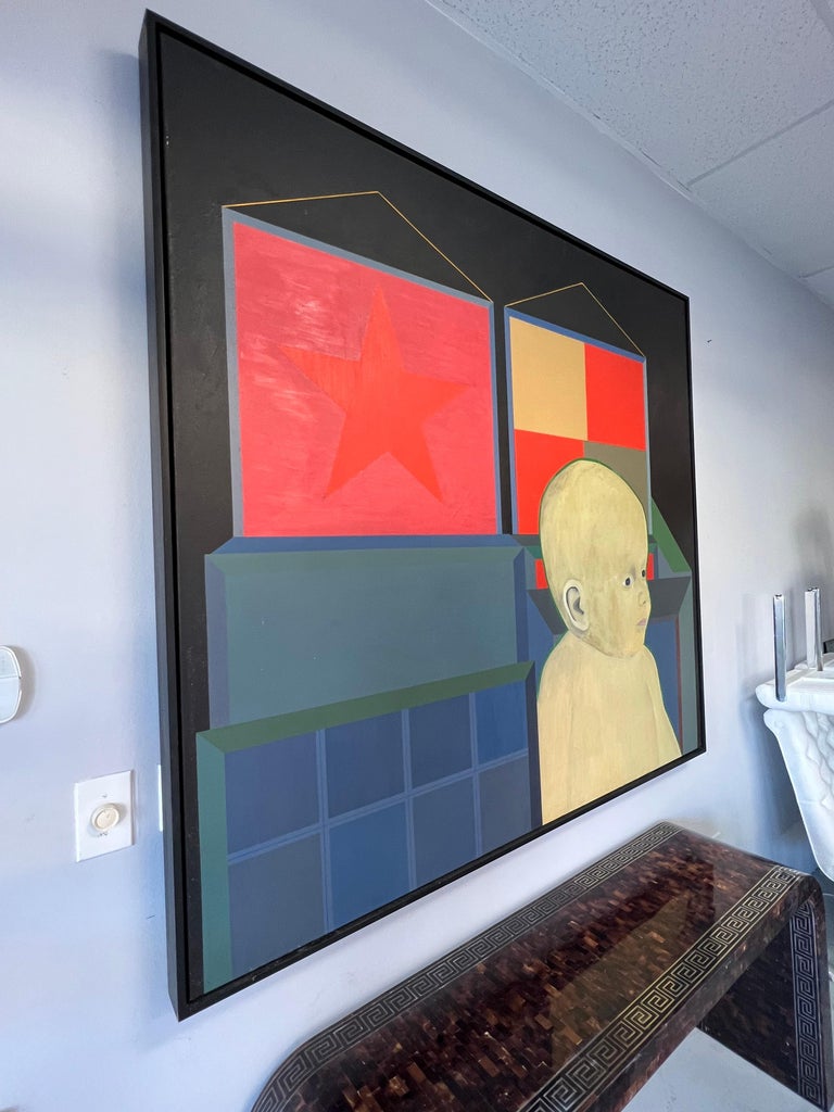 Stanley Dean Edwards Large Oil Painting, Infant in Star Construction ...