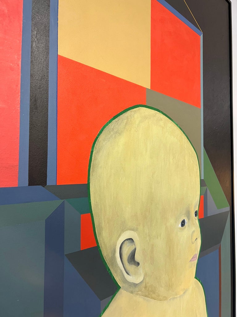 Stanley Dean Edwards Large Oil Painting, Infant in Star Construction ...