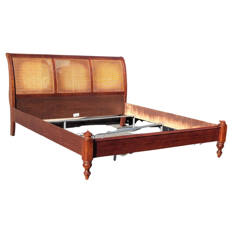 Stanley Furniture King Size Mahogany Bed Frame with Cane Panels ...