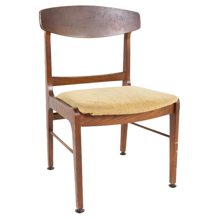 Stanley Walnut Mid Century Dining Side Chair For Sale at 1stDibs