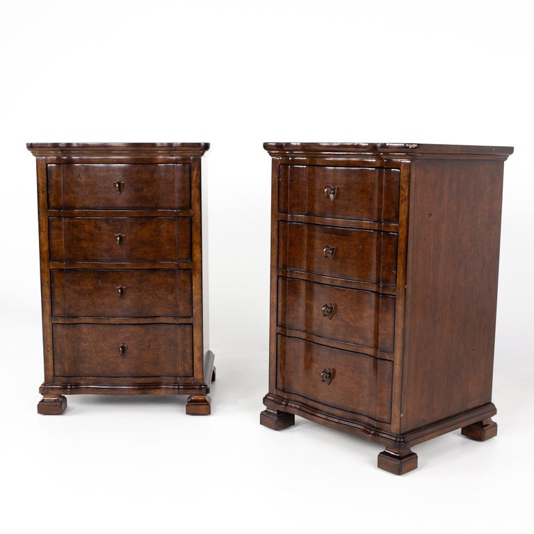 Stanley Wood 4 Drawer Bedside Tables Night Stands, a Pair at 1stDibs