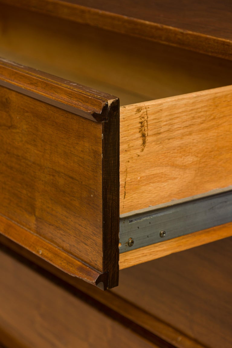 StanleyAmerican Mid-Century Modern Walnut Geometric Carved Front ...