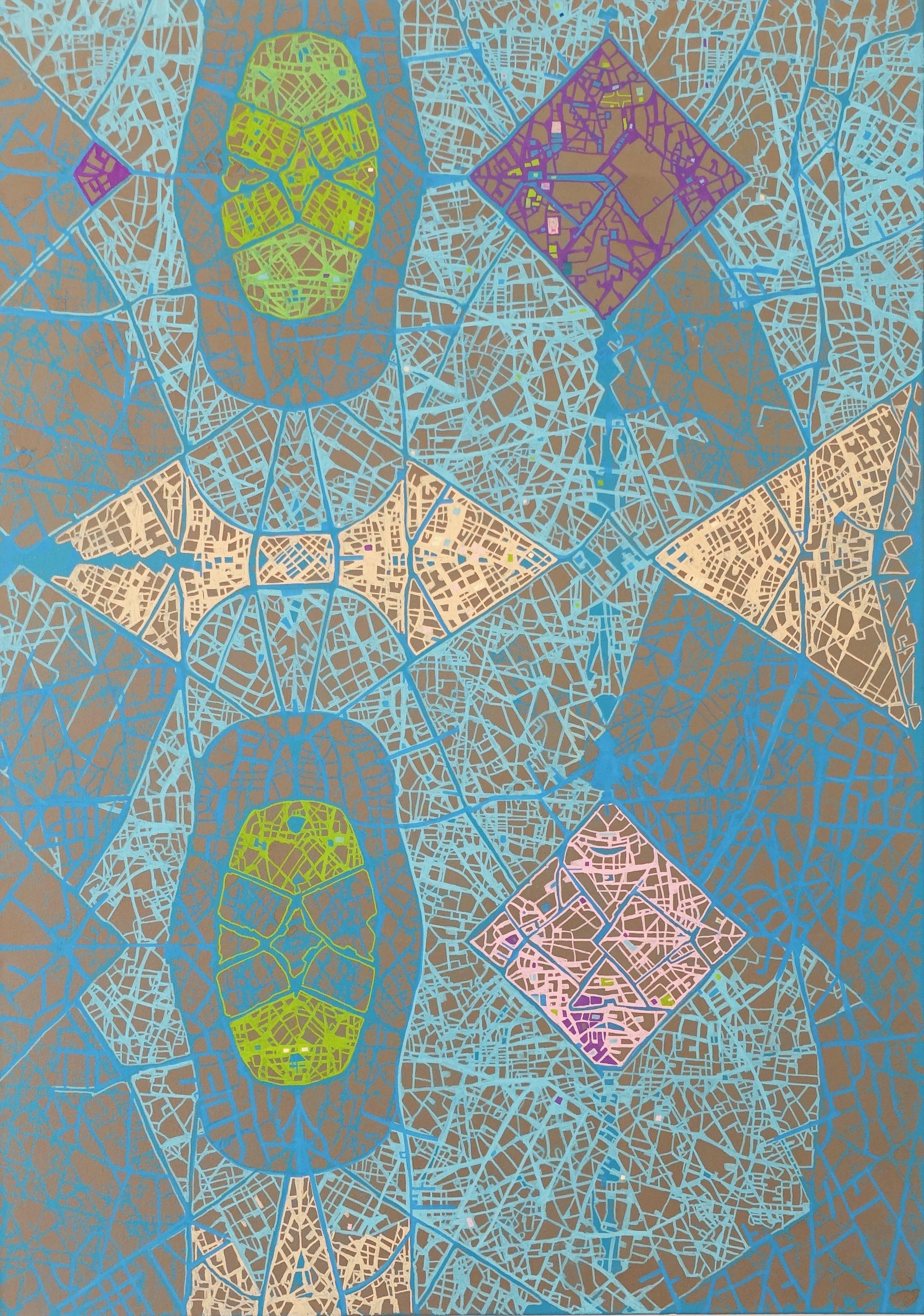 Stanza - A Closer Desire - British Abstract art oil painting cityscape ...