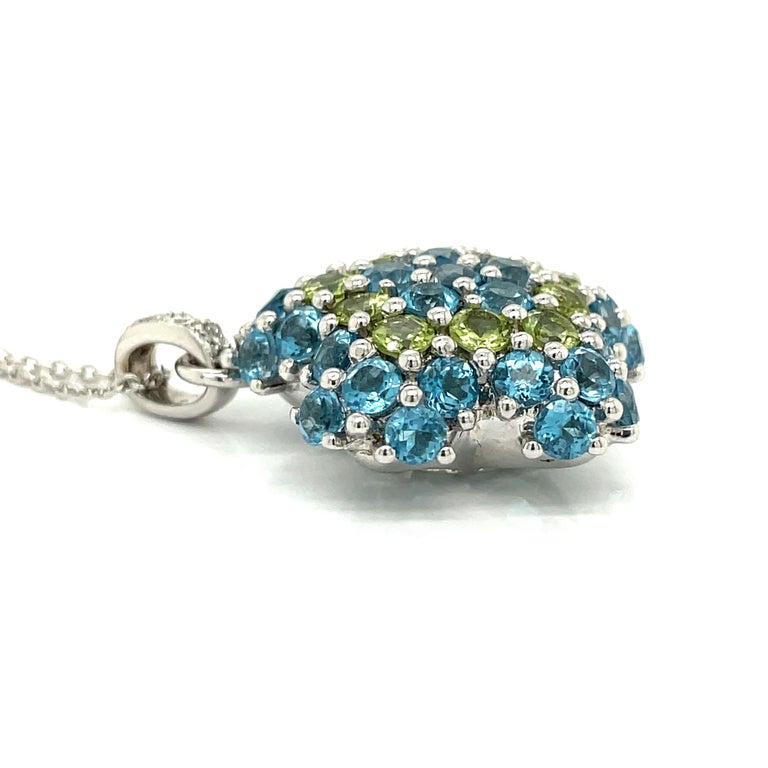 Star Blue Topaz Peridot and Diamond 14k Necklace For Sale at 1stDibs