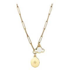 Star Coin, Star, Cloud and Moon Pendant Necklace, 14K Yellow Gold with ...