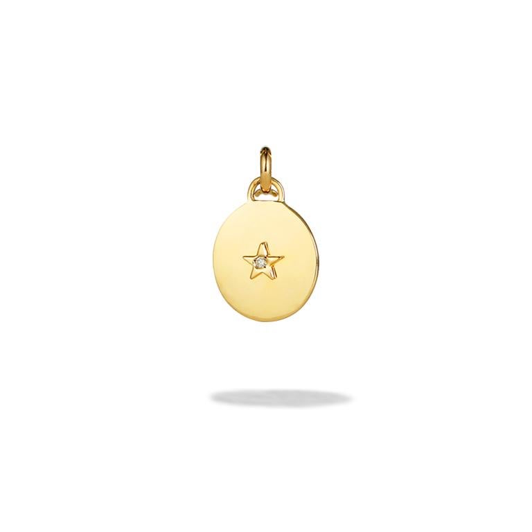 Star Coin, Star, Cloud and Moon Pendant Necklace, 14K Yellow Gold with ...