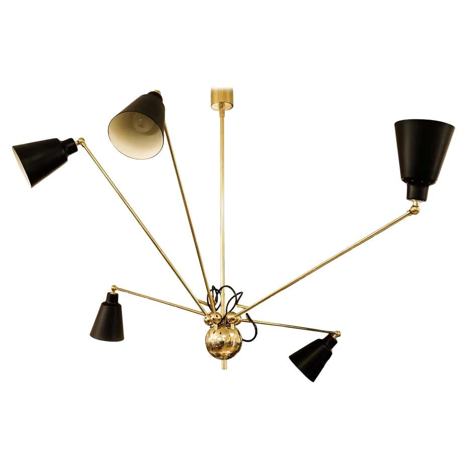 Five-Arm Adjustable Ceiling Fixture by Fedele Papagni at 1stDibs