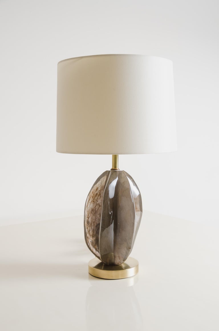 Star Fruit Lamp, Smoke Crystal with Brass Base by Robert Kuo, Limited ...