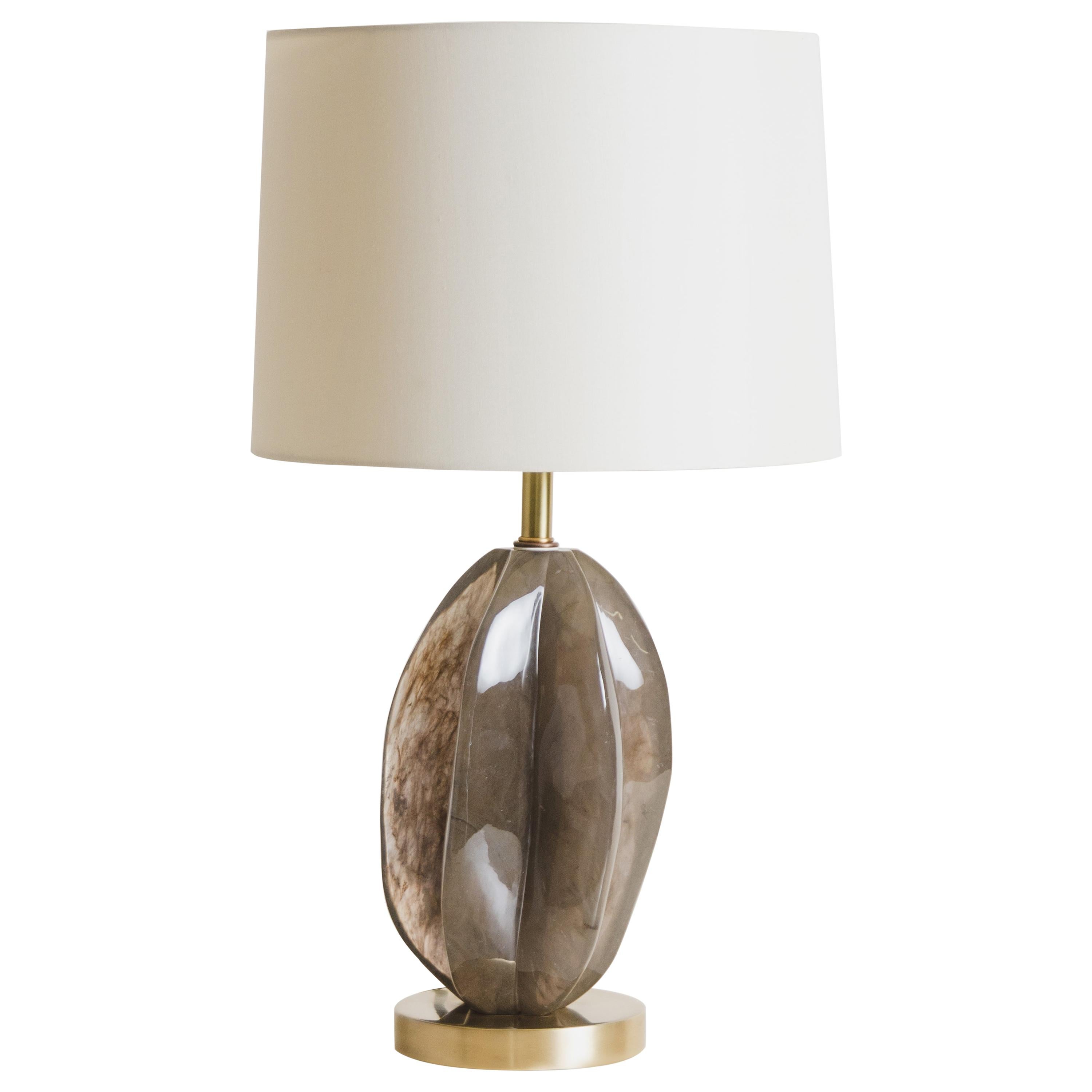 Star Fruit Lamp, Smoke Crystal with Brass Base by Robert Kuo, Limited ...