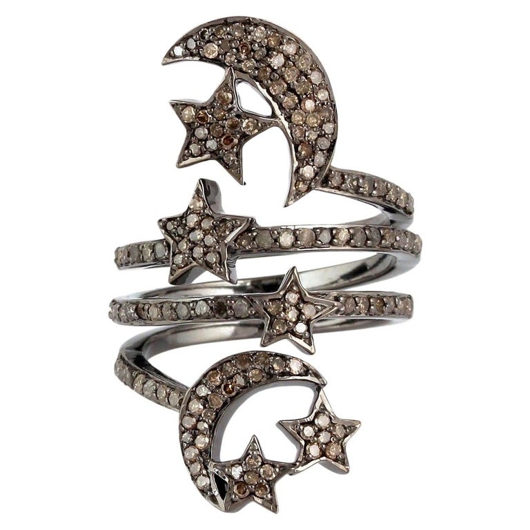 Customizable Star Moon Diamond Ring For Sale at 1stDibs
