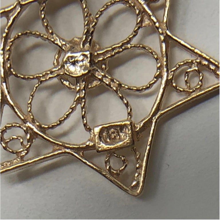 Star of David 18 Karat Gold Filigree Feminine Jewish Star of David ...