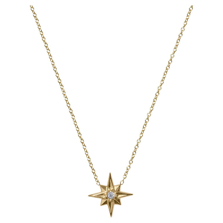 Star Pendant Necklace 14KY Gold and Diamond For Sale at 1stDibs
