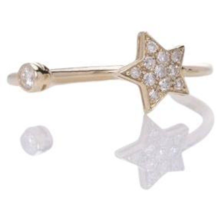 Star Ring Diamond 14k Yellow Gold, Stacking Ring, Natural Diamonds For ...