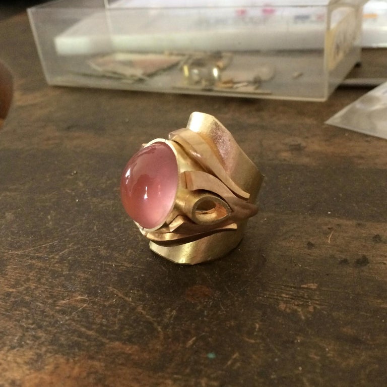 Kent Raible Star Rose Quartz, Spinel and Sapphire 18 Karat Gold ...