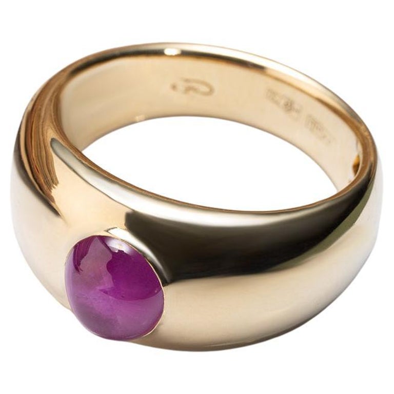 Star Ruby 18K Yellow Gold Ring Natural Red Сorundum Gems Jewellery at ...