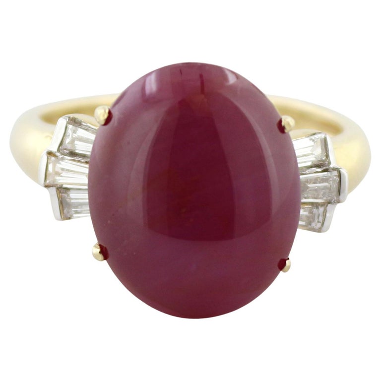 Star Ruby, Diamond, 18k Yellow Gold Ring For Sale at 1stDibs