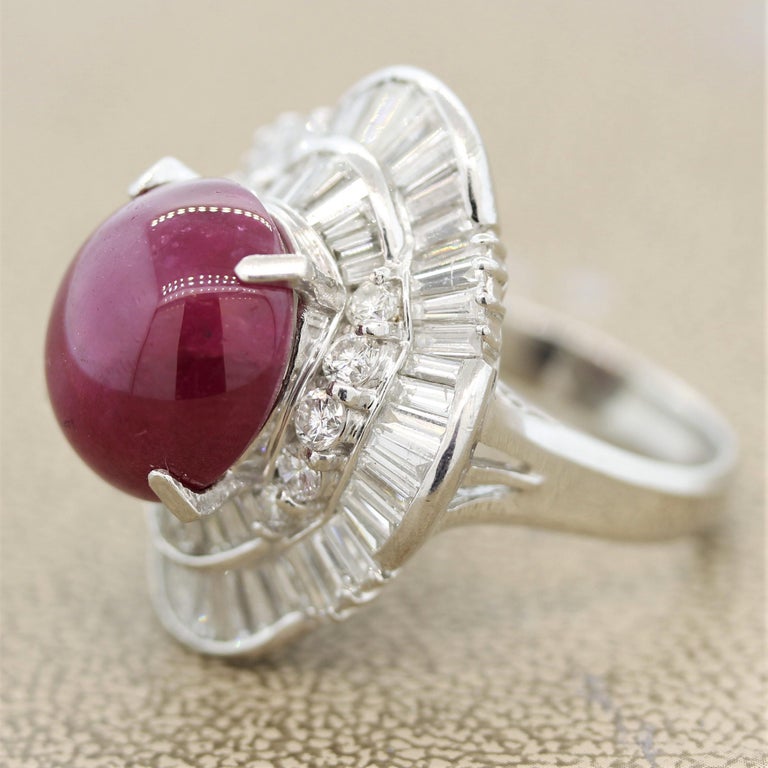 Star Ruby Diamond Cluster Cocktail Ring For Sale at 1stDibs