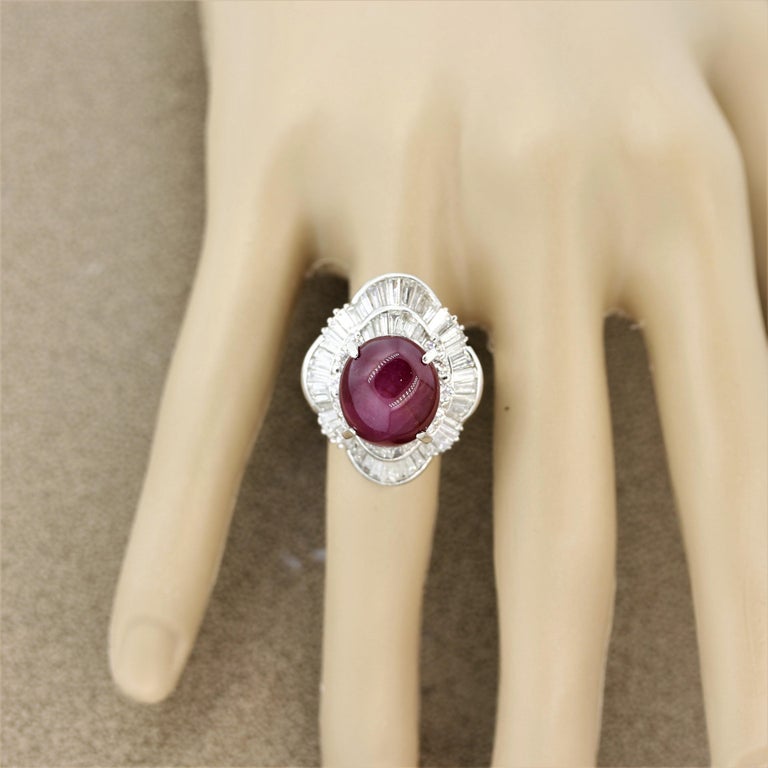 Star Ruby Diamond Cluster Cocktail Ring For Sale at 1stDibs