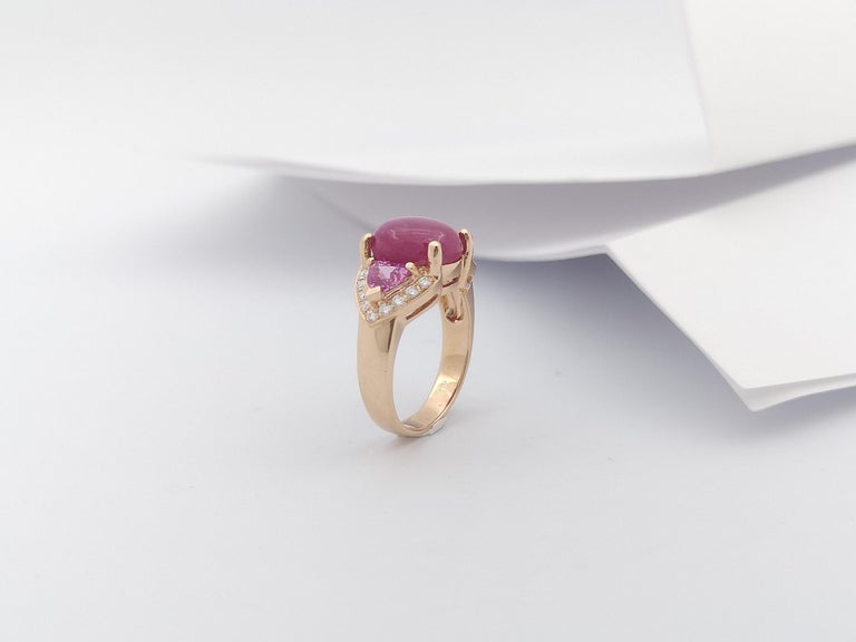 Star Ruby, Pink Sapphire and Diamond Ring Set in 18 Karat Rose Gold ...