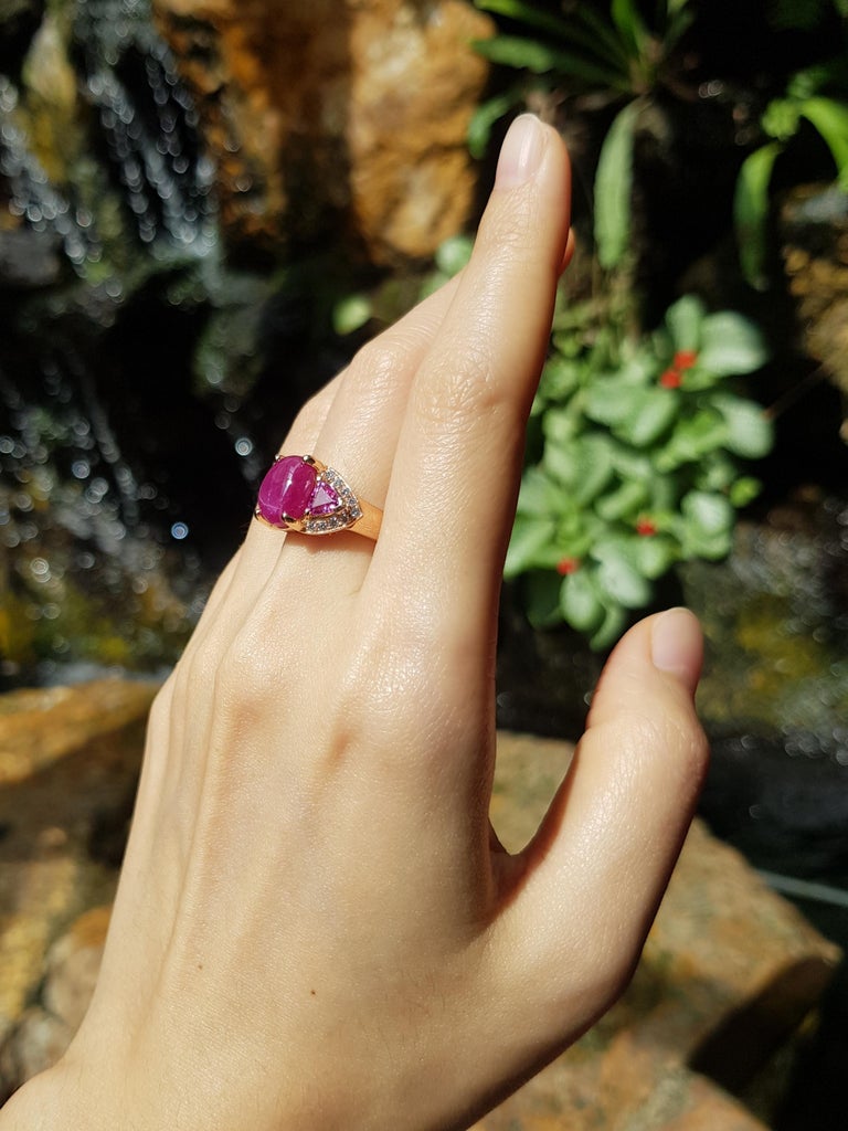 Star Ruby, Pink Sapphire and Diamond Ring Set in 18 Karat Rose Gold ...