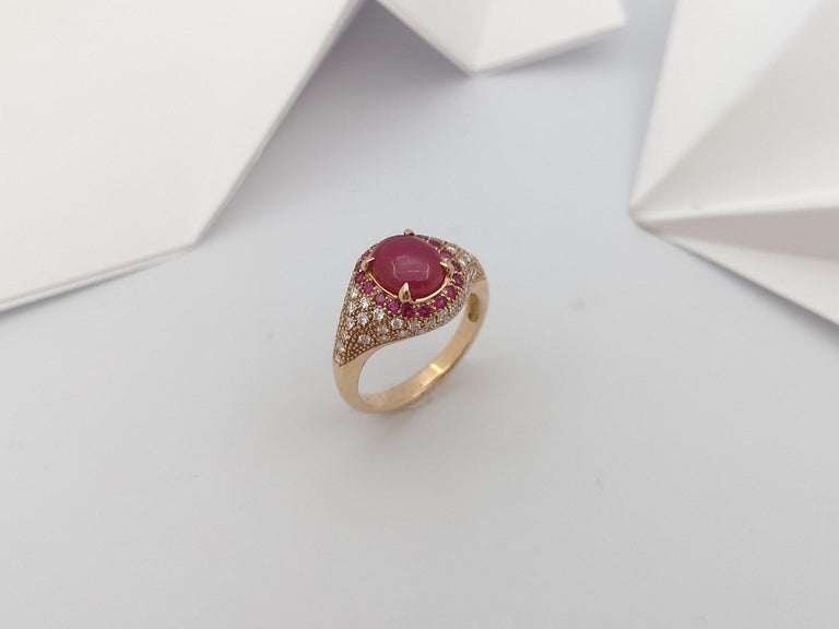 Star Ruby, Ruby and Diamond Ring Set in 18 Karat Rose Gold Settings For ...