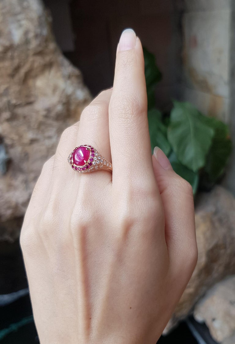Star Ruby, Ruby and Diamond Ring Set in 18 Karat Rose Gold Settings For ...