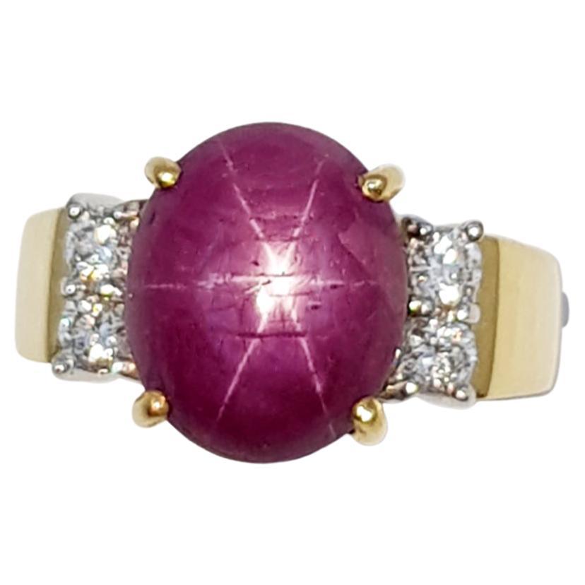 Certified Unheated Star Ruby with Diamond Ring Set in 18 Karat Gold ...