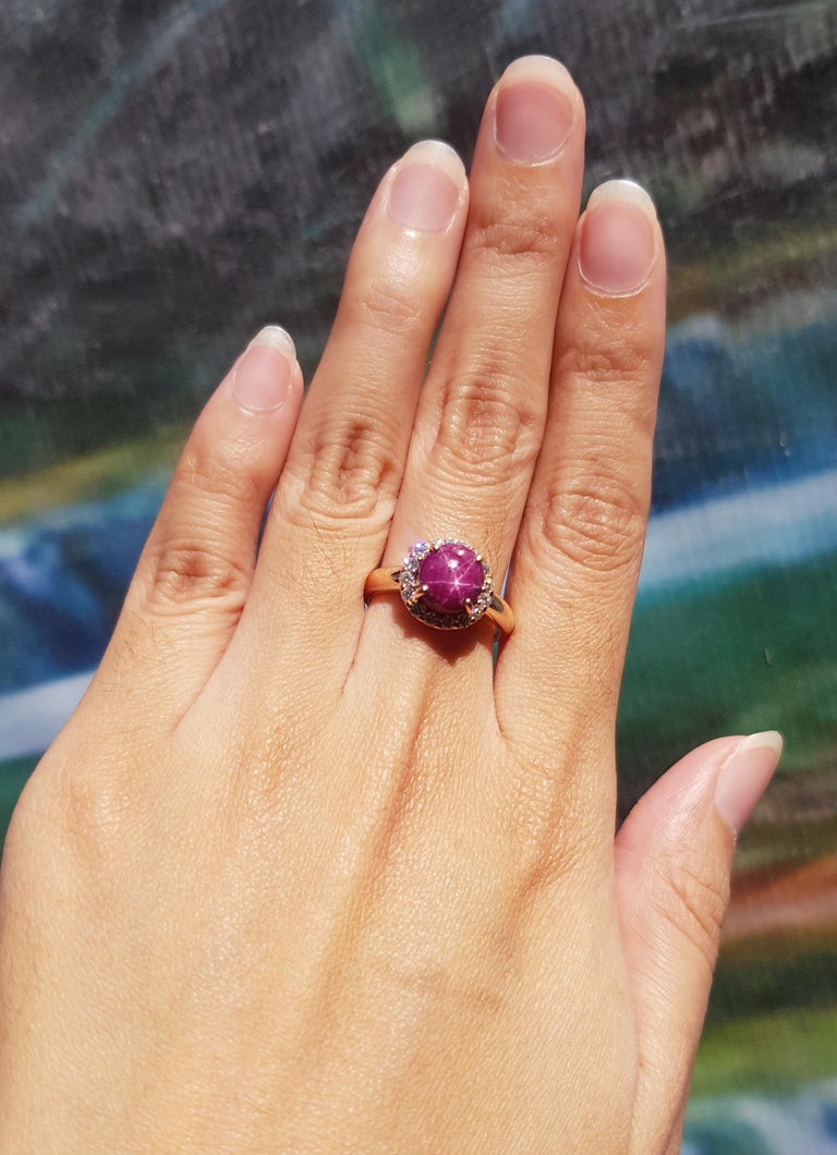 Star Ruby with Diamond Ring Set in 18 Karat Rose Gold Settings For Sale ...