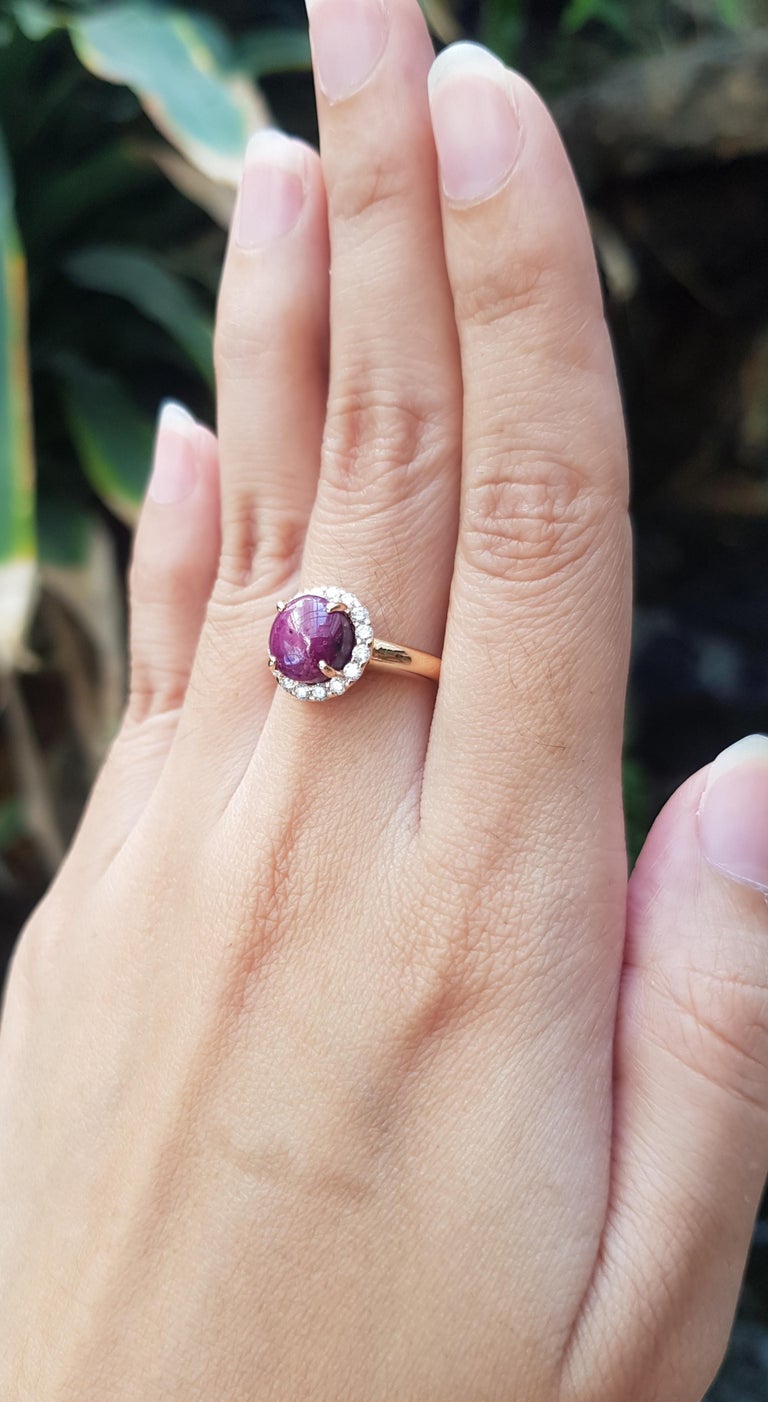 Star Ruby with Diamond Ring Set in 18 Karat Rose Gold Settings For Sale ...