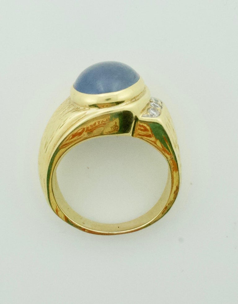 Star Sapphire and Diamond Pinky Ring, circa 1950s at 1stDibs