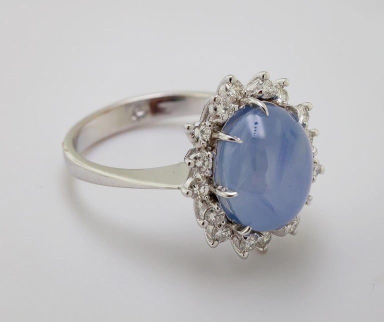 Star Sapphire, Diamond, White Gold Ring For Sale at 1stDibs