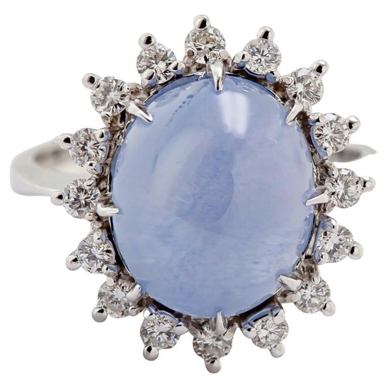 Star Sapphire, Diamond, White Gold Ring For Sale at 1stDibs