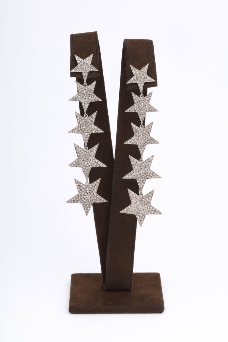 Star Shape Diamond Dangle Earring For Sale at 1stDibs