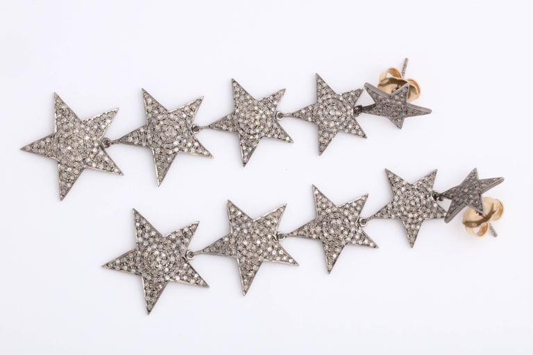 Star Shape Diamond Dangle Earring For Sale at 1stDibs