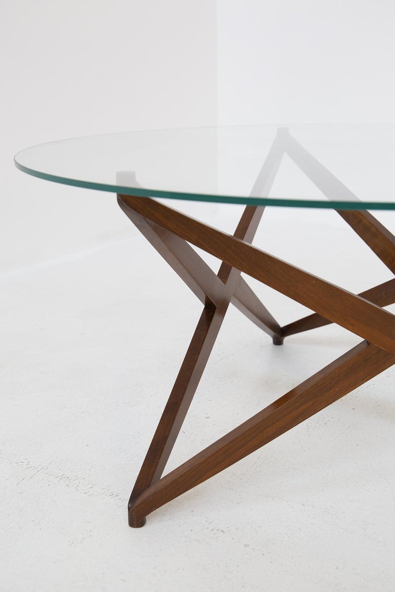Star Shaped Wood and Glass Coffee Table by Angelo Ostuni For Sale at ...
