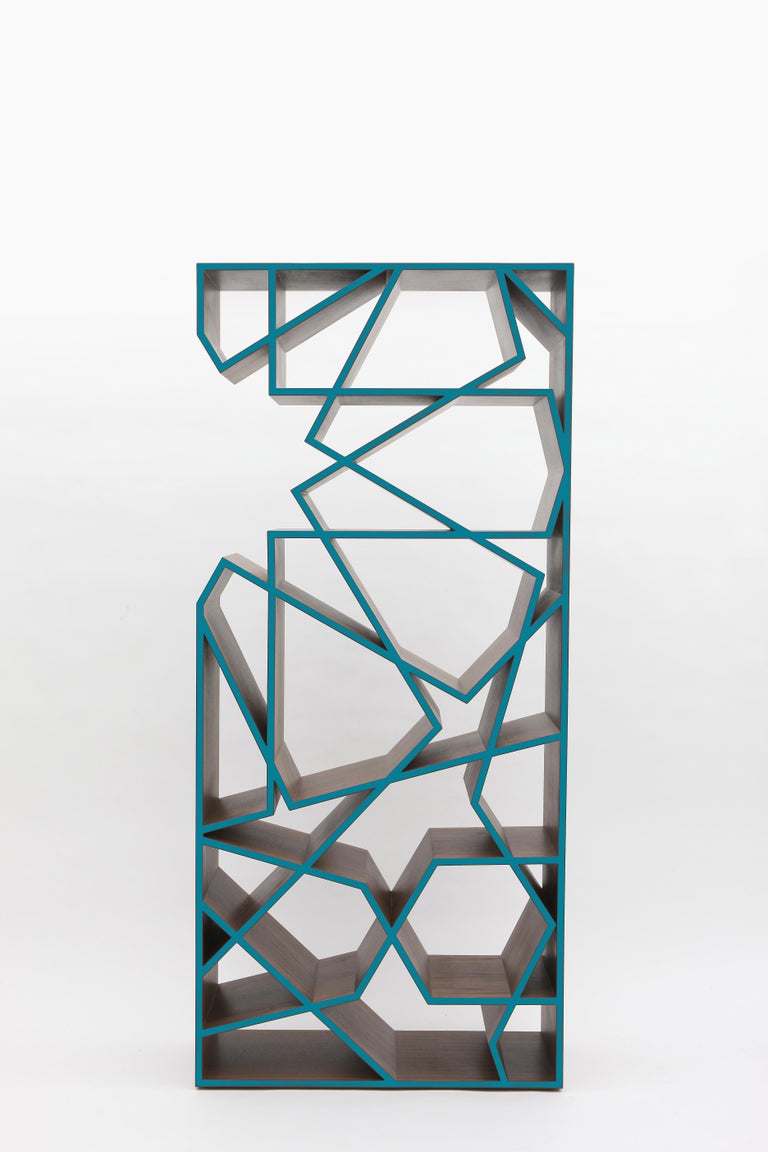 Star Shelf - American walnut geometric bookshelf For Sale at 1stDibs