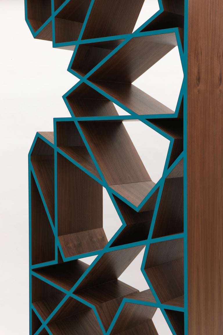 Star Shelf - American walnut geometric bookshelf For Sale at 1stDibs